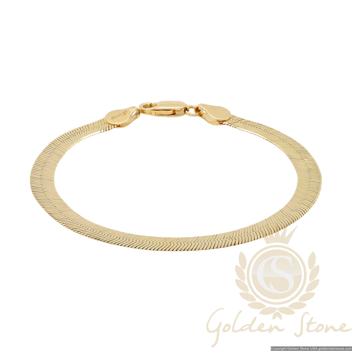 Herringbone Chain Bracelet in 14K Yellow Gold – Golden Stone