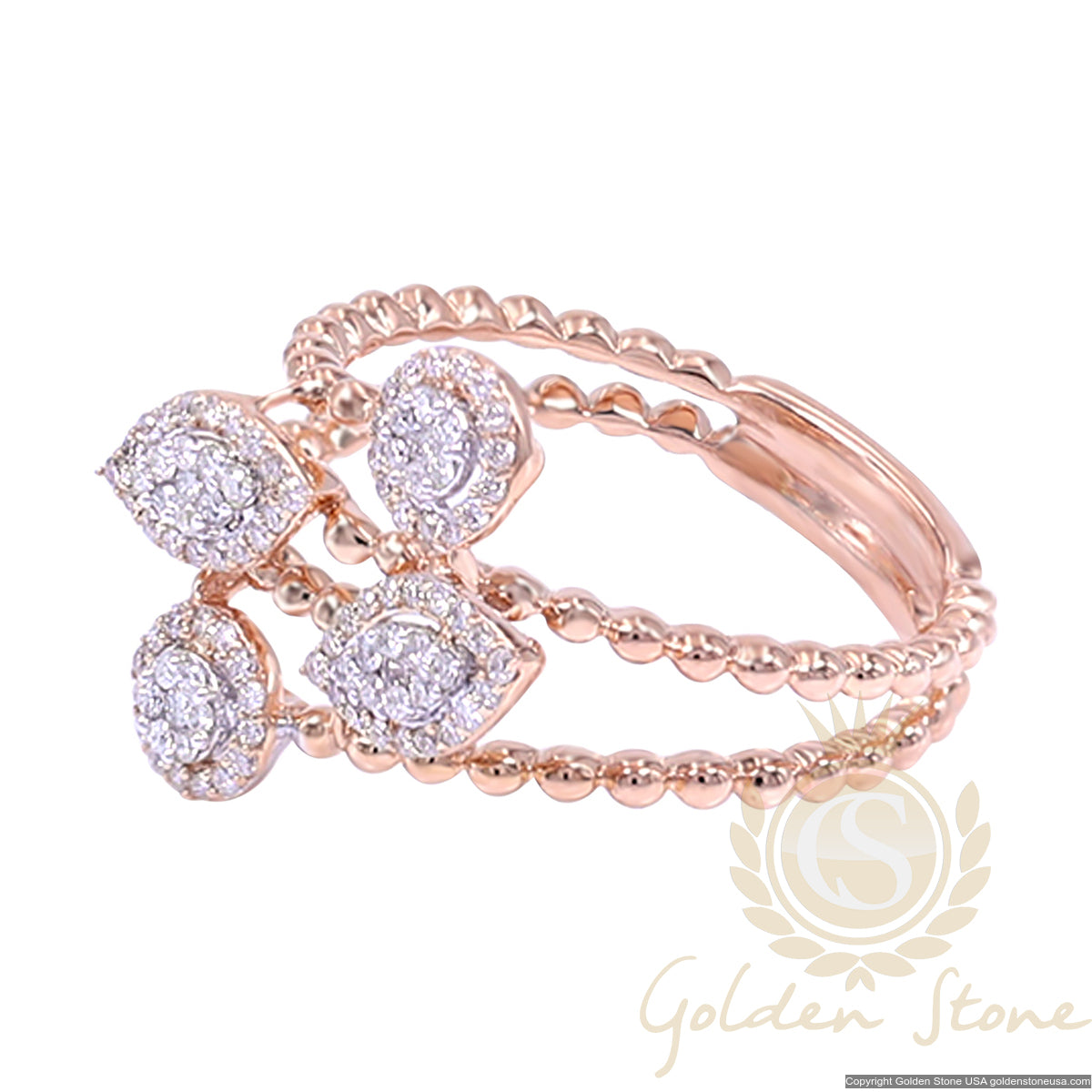 Diamond Multi Layer Ring in 18K Rose Gold – Golden Stone