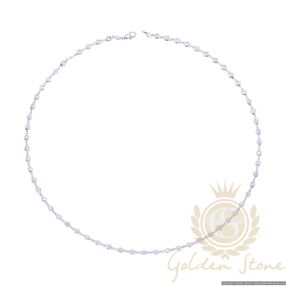 Rose-Cut Diamond Bezel Chain Necklace in 14K White Gold – Golden Stone