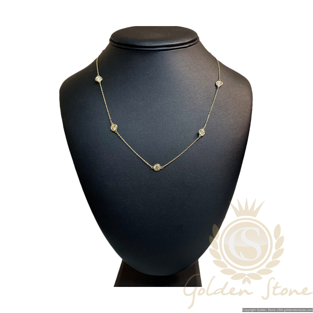 Diamond Bezel Chain Necklace in 18K Yellow Gold – Golden Stone